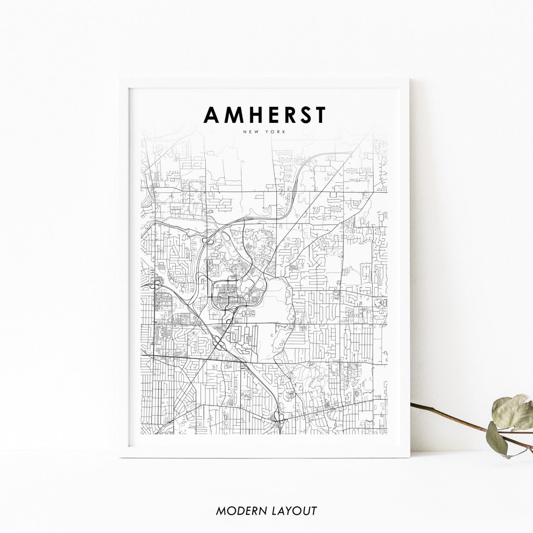 Amherst NY Map Print, New York USA Map Art Poster, Buffalo Erie, City ...