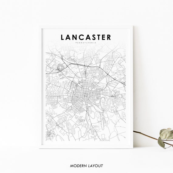 Lancaster PA Map Print Pennsylvania USA Map Art Poster City - Etsy