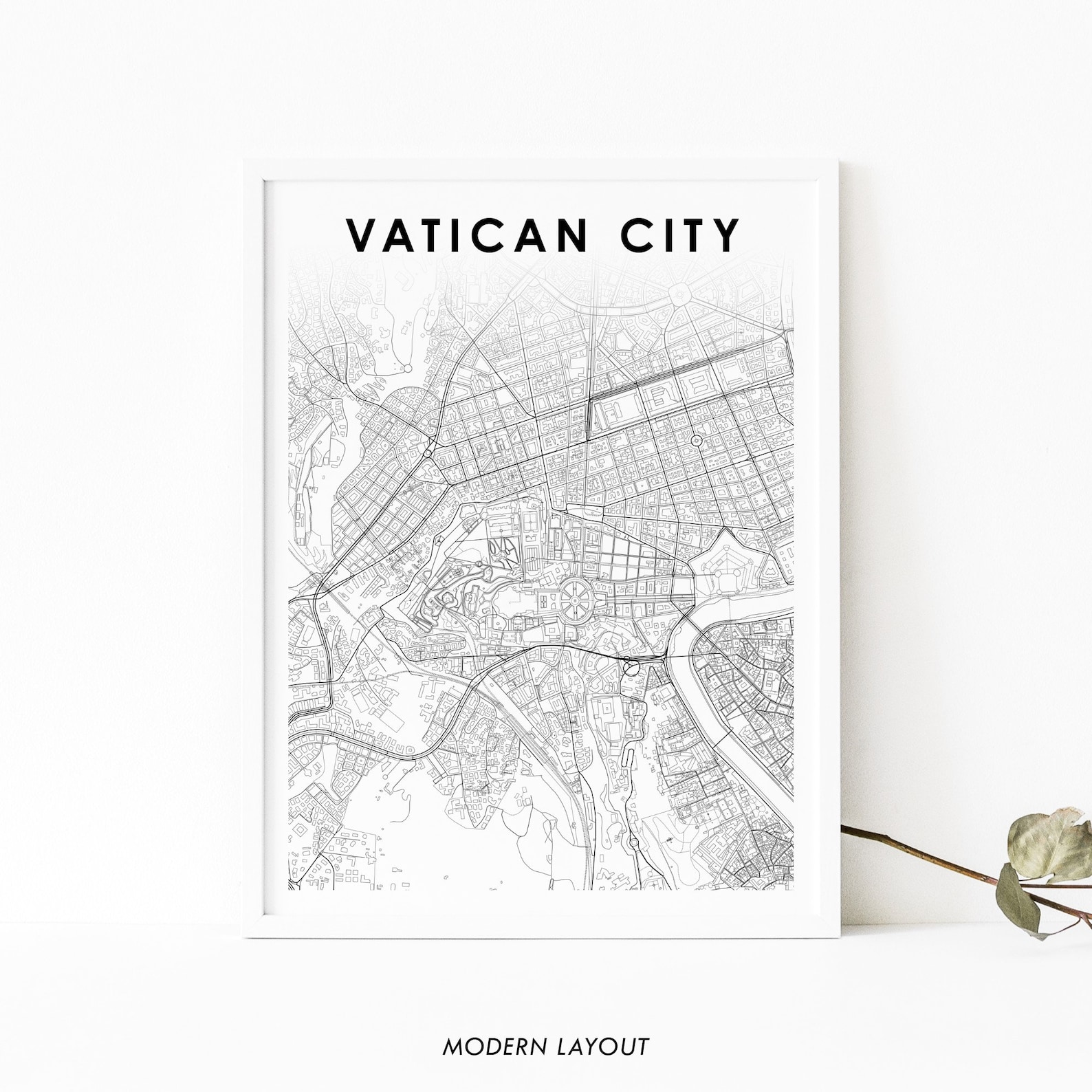 Vatican City Map Print, Italy Map Art Poster, Italia, City Street Road ...