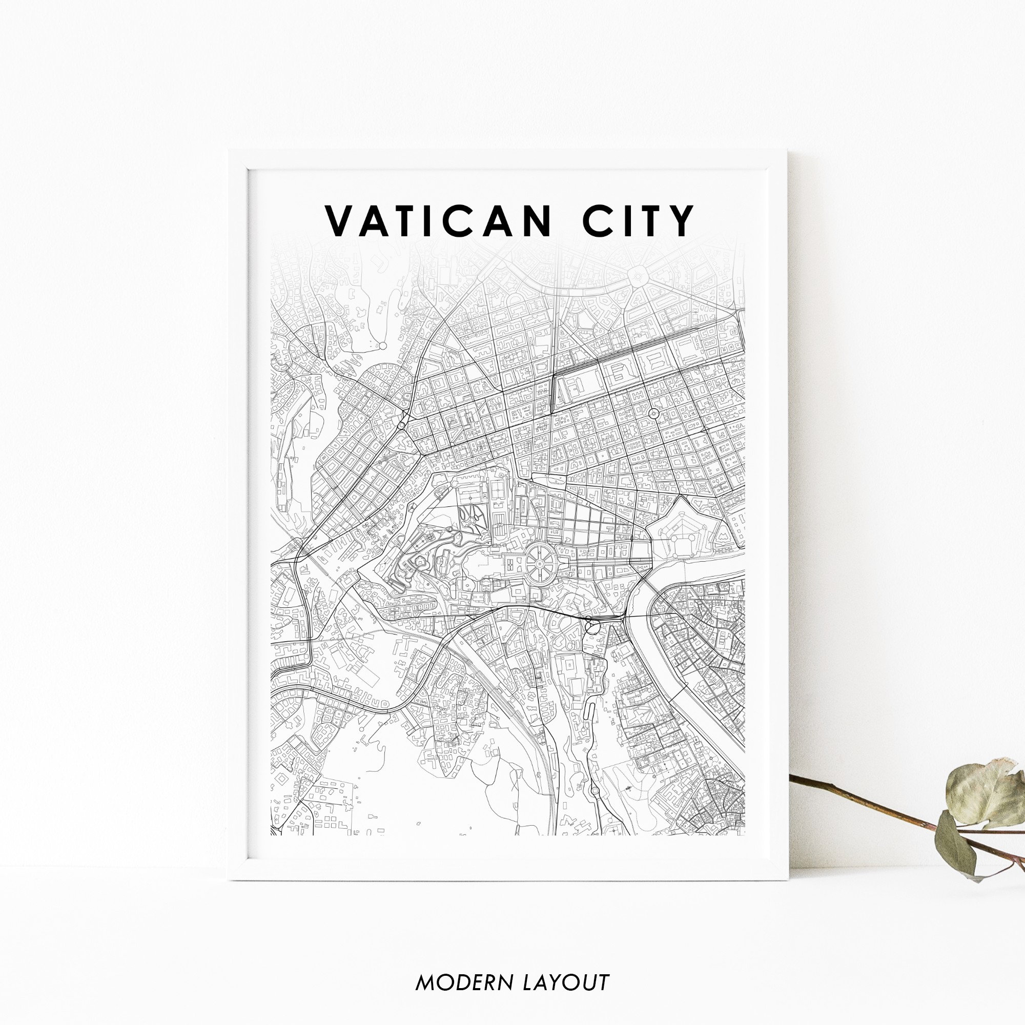Vatican City Map Print, Italy Map Art Poster, Italia, City Street Road ...
