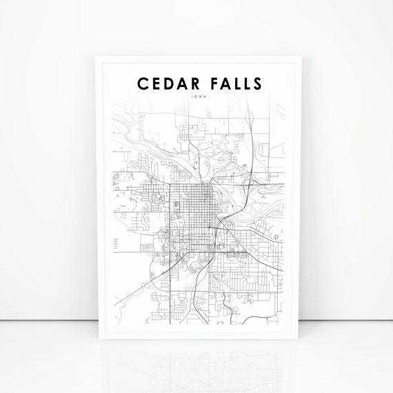 Cedar Falls IA Map Print Iowa USA Map Art Poster Black Hawk | Etsy