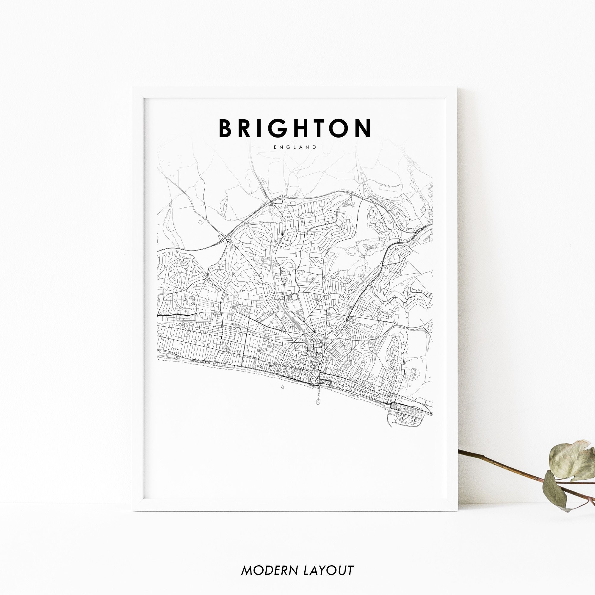 Brighton England Map Print United Kingdom UK Map Art Poster | Etsy