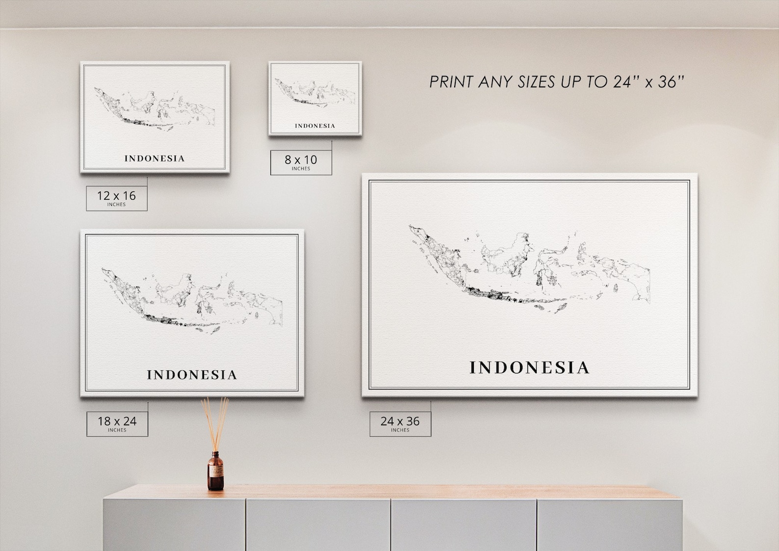 Indonesia Map Print Road Map Art Poster Jakarta Java Sumatra | Etsy