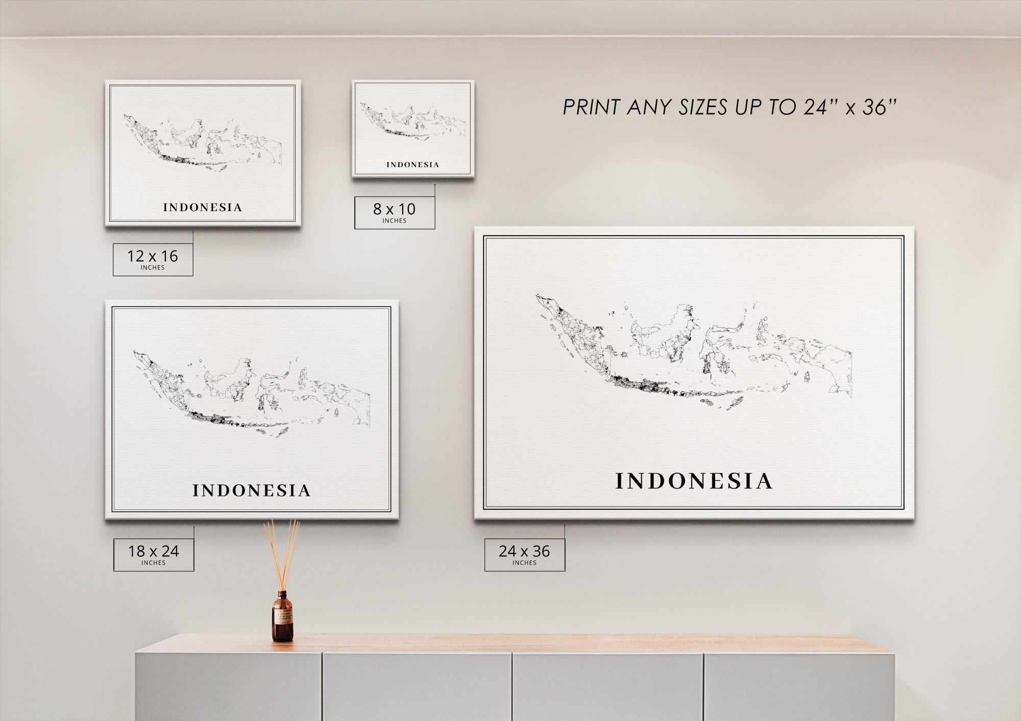 Indonesia Map Print Road Map Art Poster Jakarta Java Sumatra | Etsy