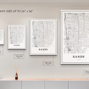 Sandy UT Map Print, Utah USA Map Art Poster, City Street Road Map Print ...