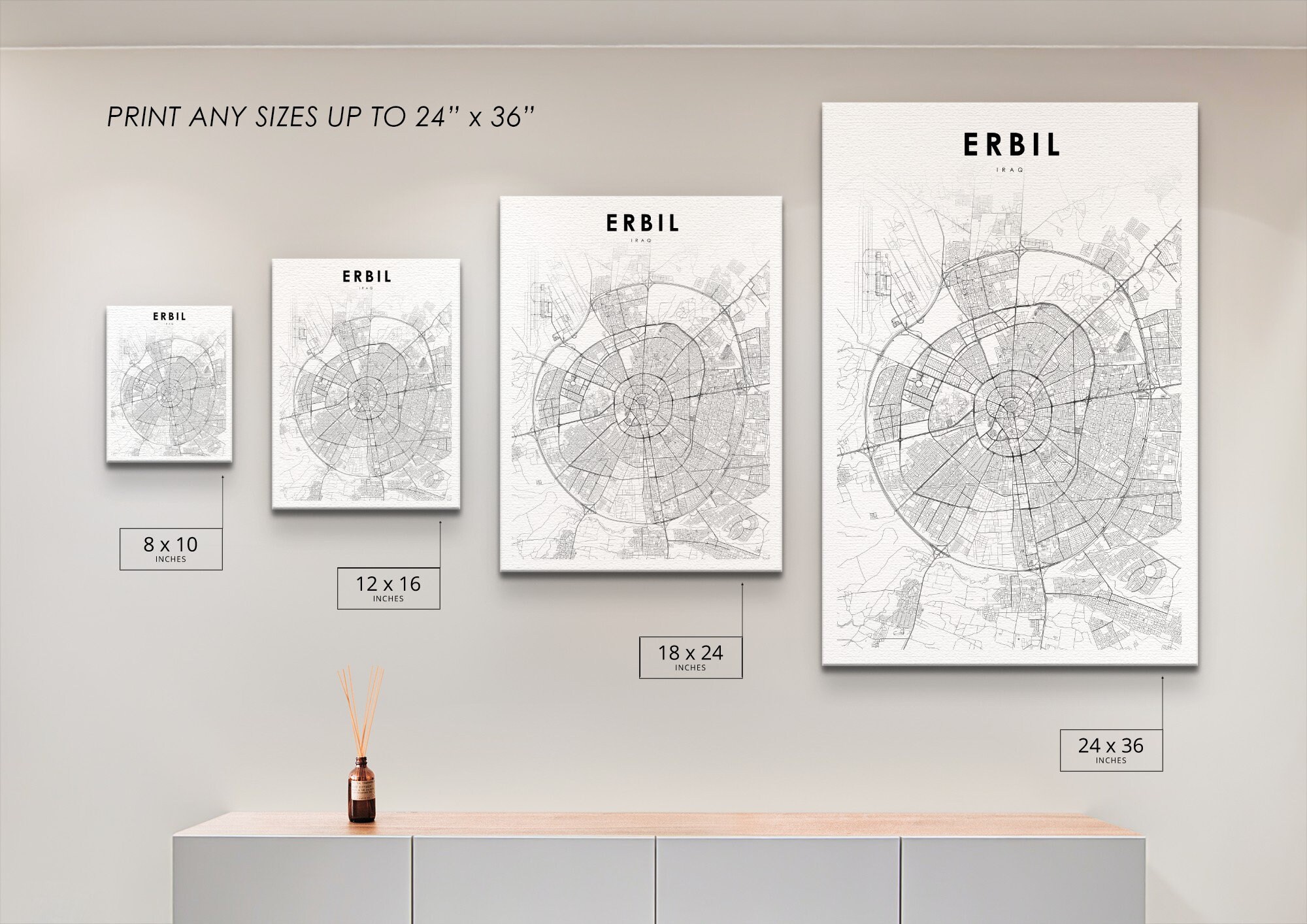 Erbil Iraq Map Print Map Art Poster أربيل Irbil Arbīl Hawler | Etsy