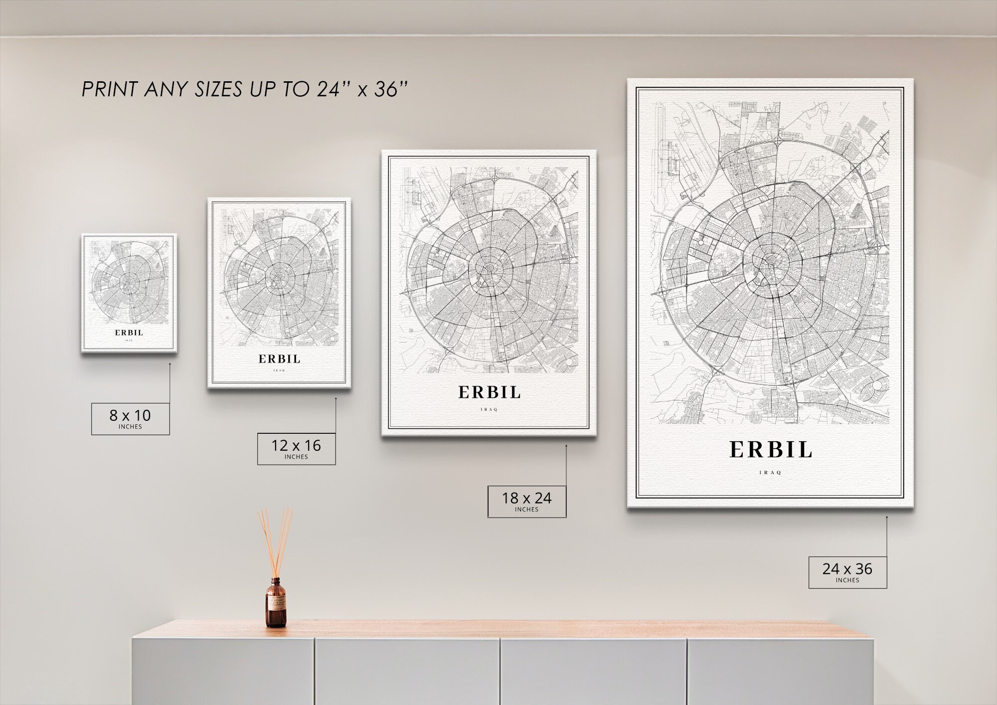 Erbil Iraq Map Print Map Art Poster أربيل Irbil Arbīl | Etsy