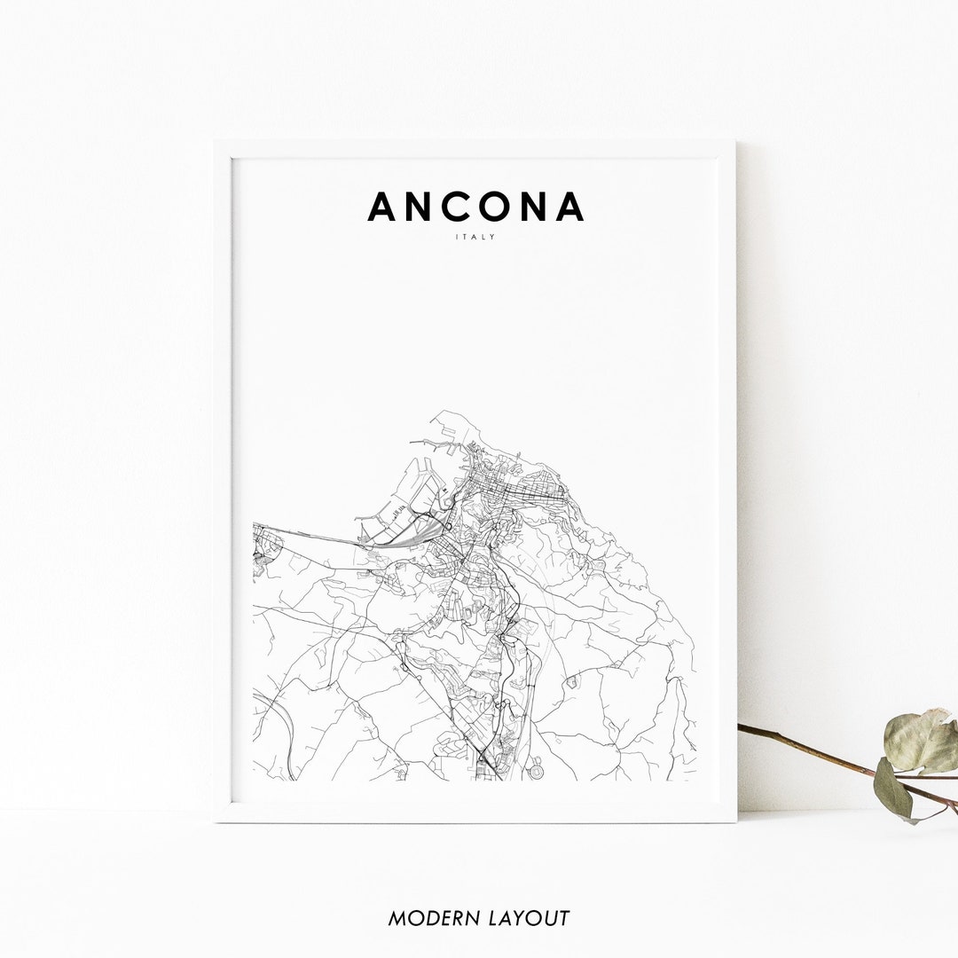 Ancona Italy Map Print, Italia Map Art Poster, Marche, City Street Road ...