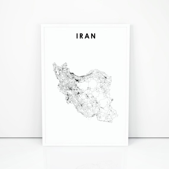 Iran Map Print Road Map Art Poster Islamic Republic of Irān | Etsy