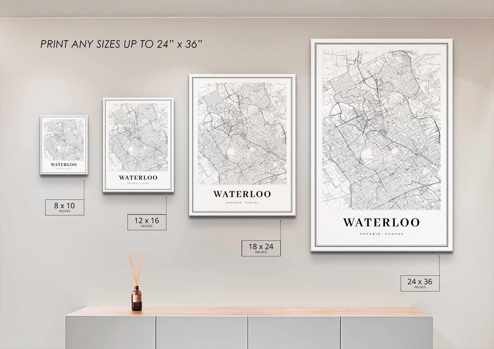 Waterloo Ontario Map Print ON Canada Map Art Poster | Etsy