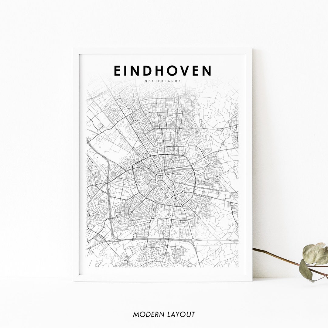 Eindhoven Netherlands Map Print, Map Art Poster, Nederland Holland City ...