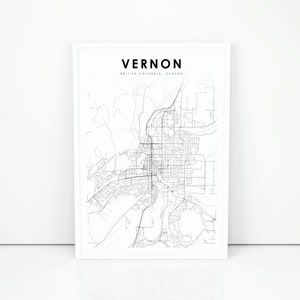 Vernon BC Canada Map Print British Columbia Map Art Poster | Etsy