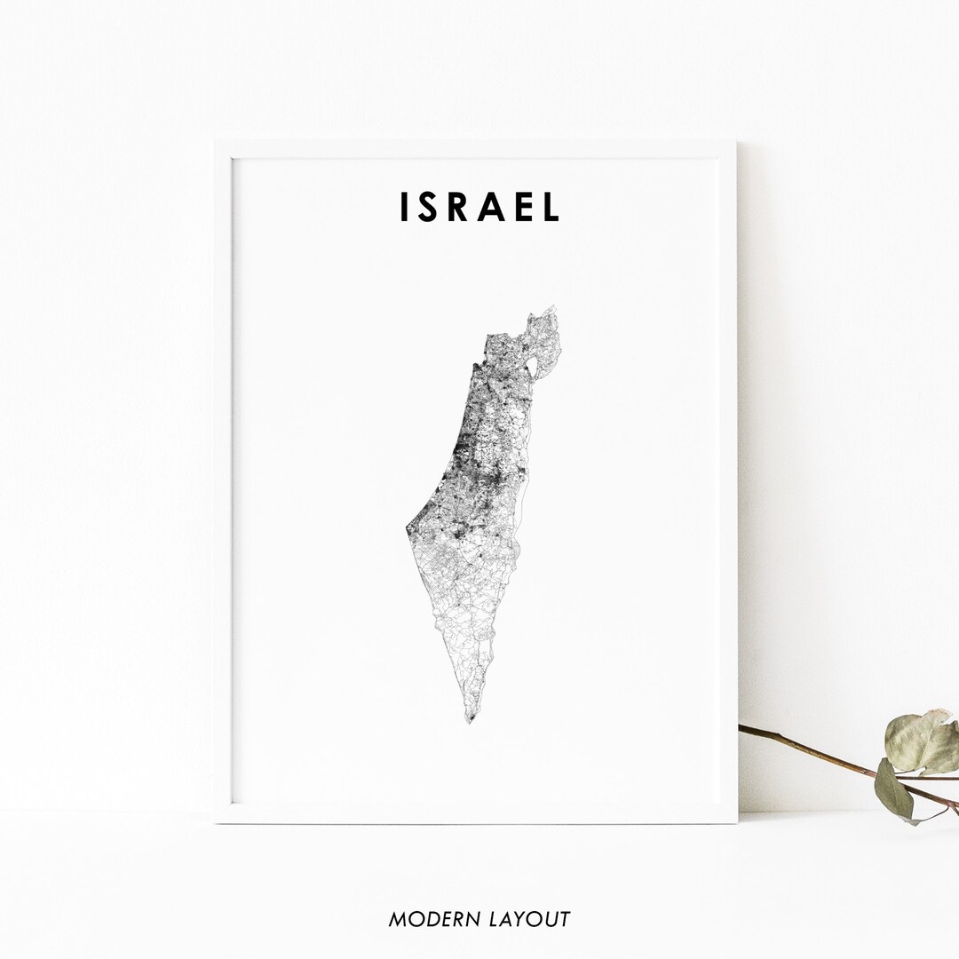 Israel Political Map Print, Country Road Map Art Poster, Jerusalem ...