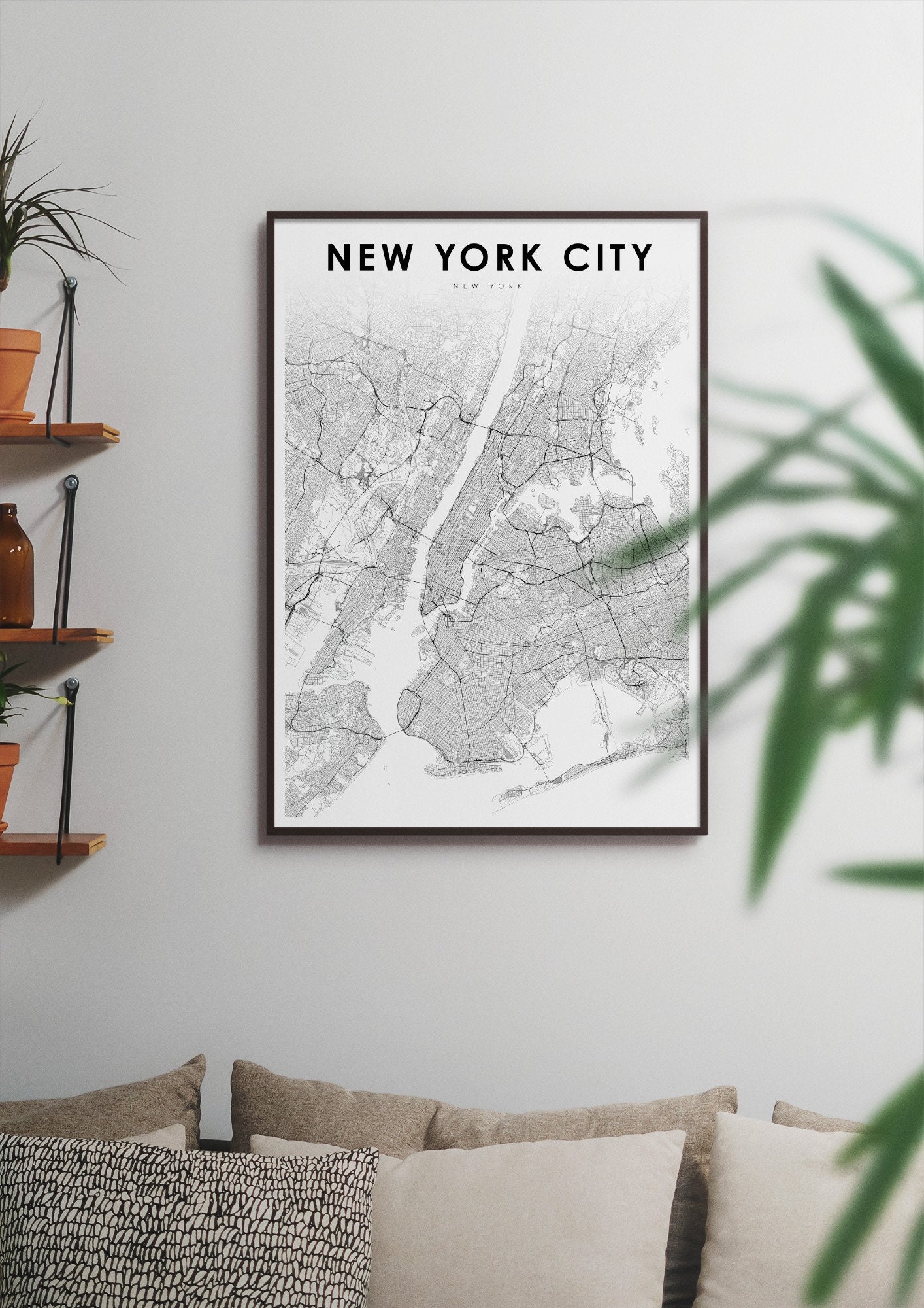 New York Area Map Print, New York City NYC NY USA Map Art Poster, City ...