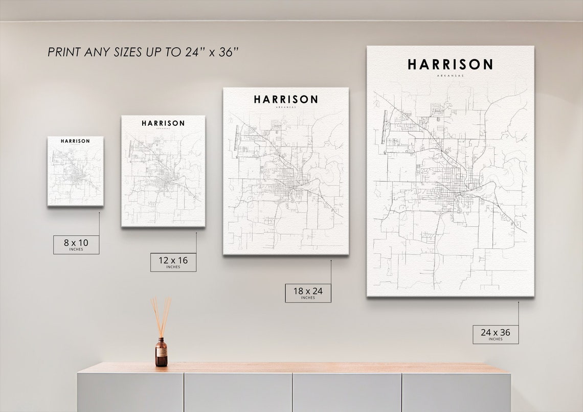 Harrison AR Map Print Arkansas USA Map Art Poster Boone | Etsy