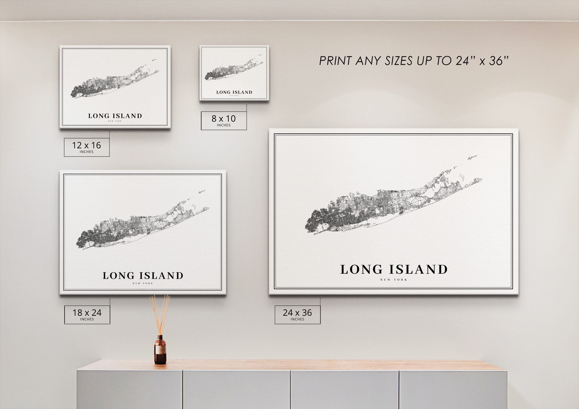 Long Island NY Map Print New York Road Map Print Queens USA - Etsy
