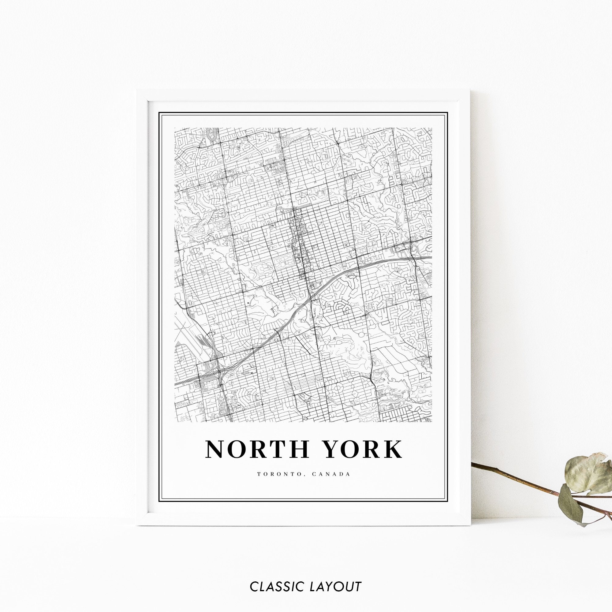 North York Toronto Map Print Ontario ON Canada Map Art - Etsy UK