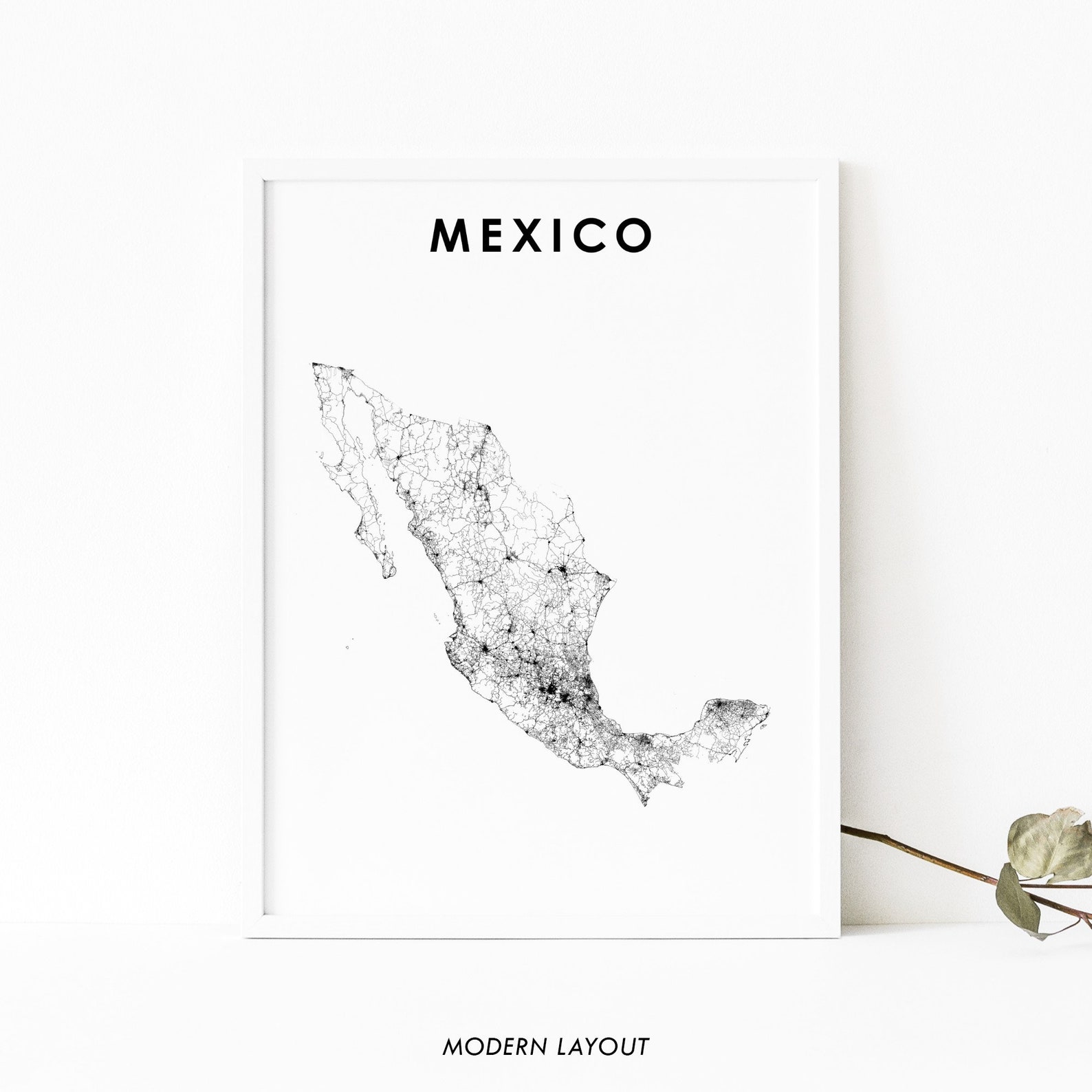 Mexico Map Print, Road Map Poster, México Estados Unidos Mexicanos ...