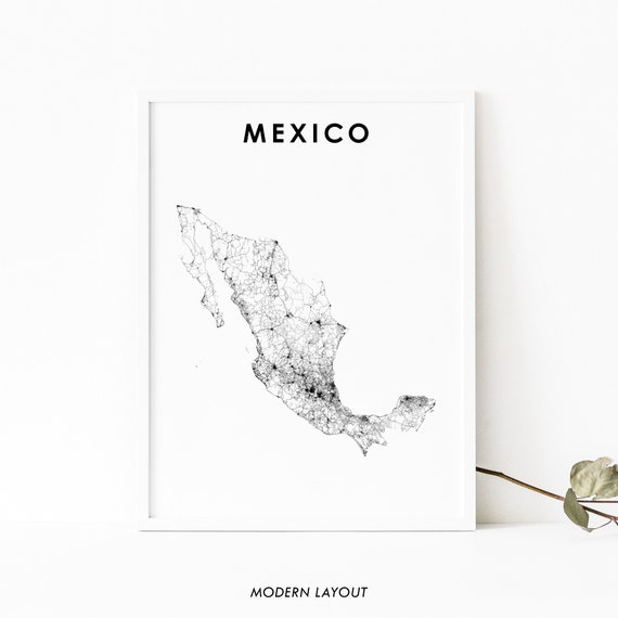 Mexico Map Print Road Map Poster México Estados Unidos - Etsy