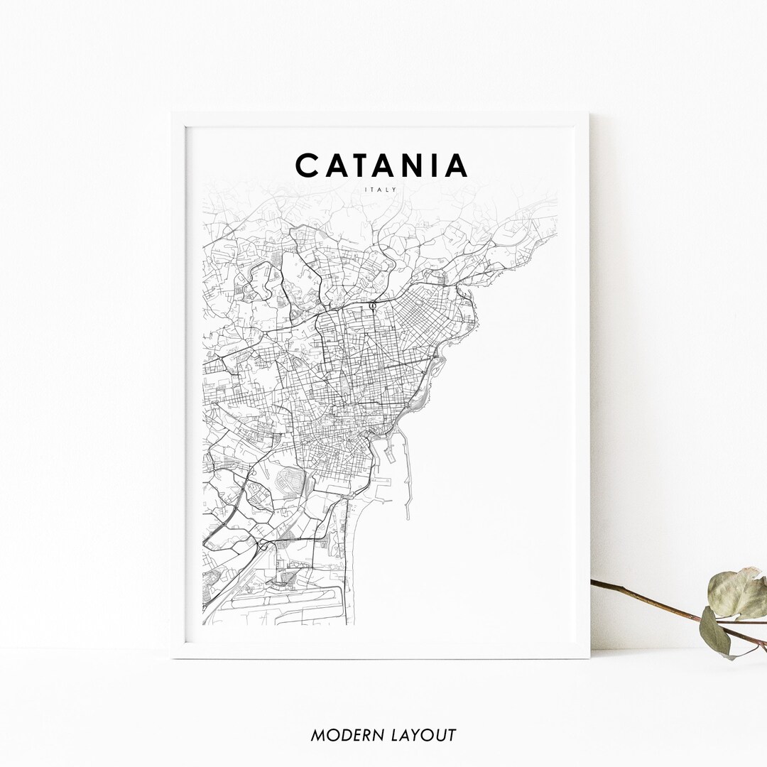 Catania Italy Map Print, Italia Map Art Poster, Comune Sicily, City ...