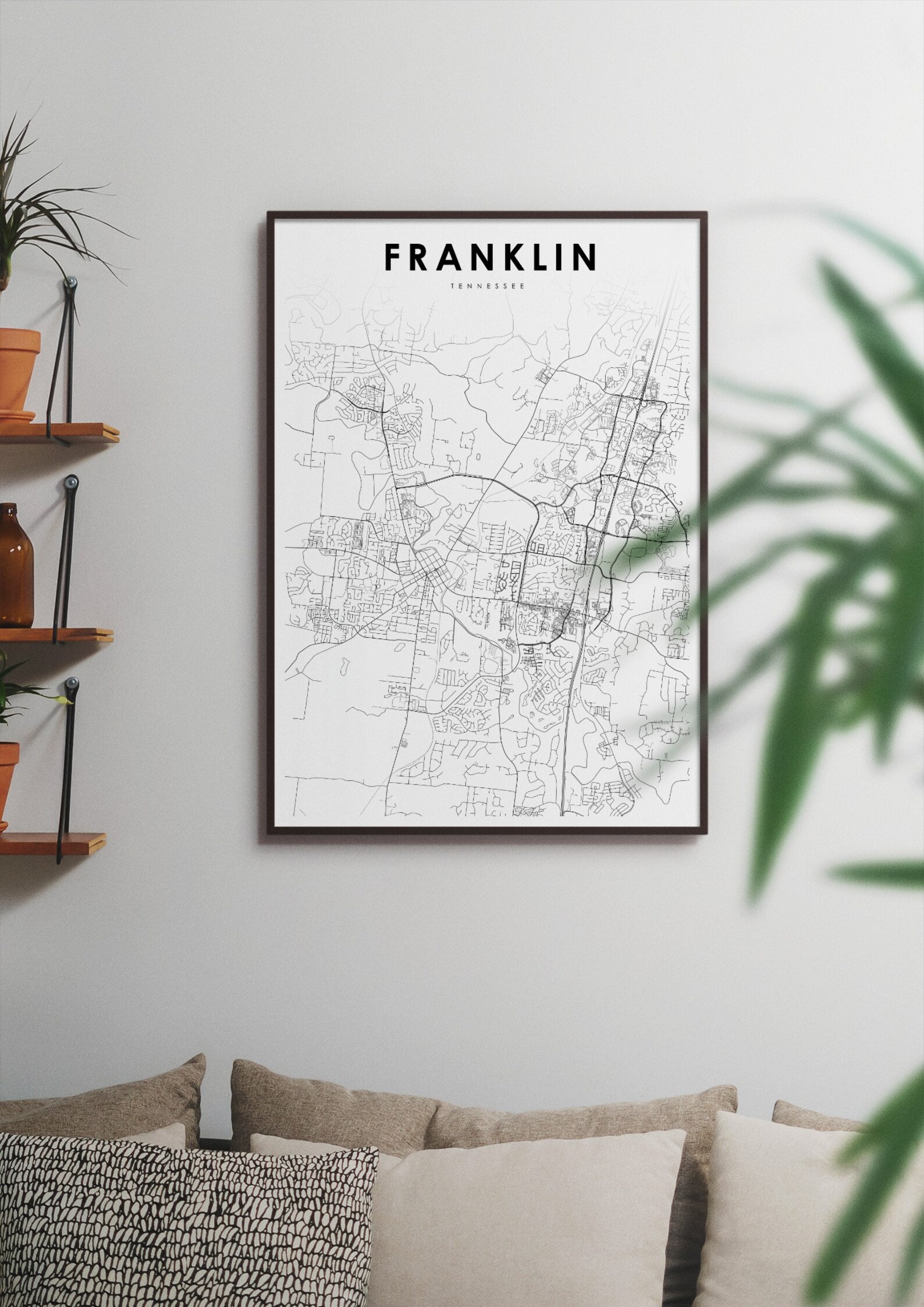Franklin TN Map Print, Tennessee USA Map Art Poster, Williamson, City ...
