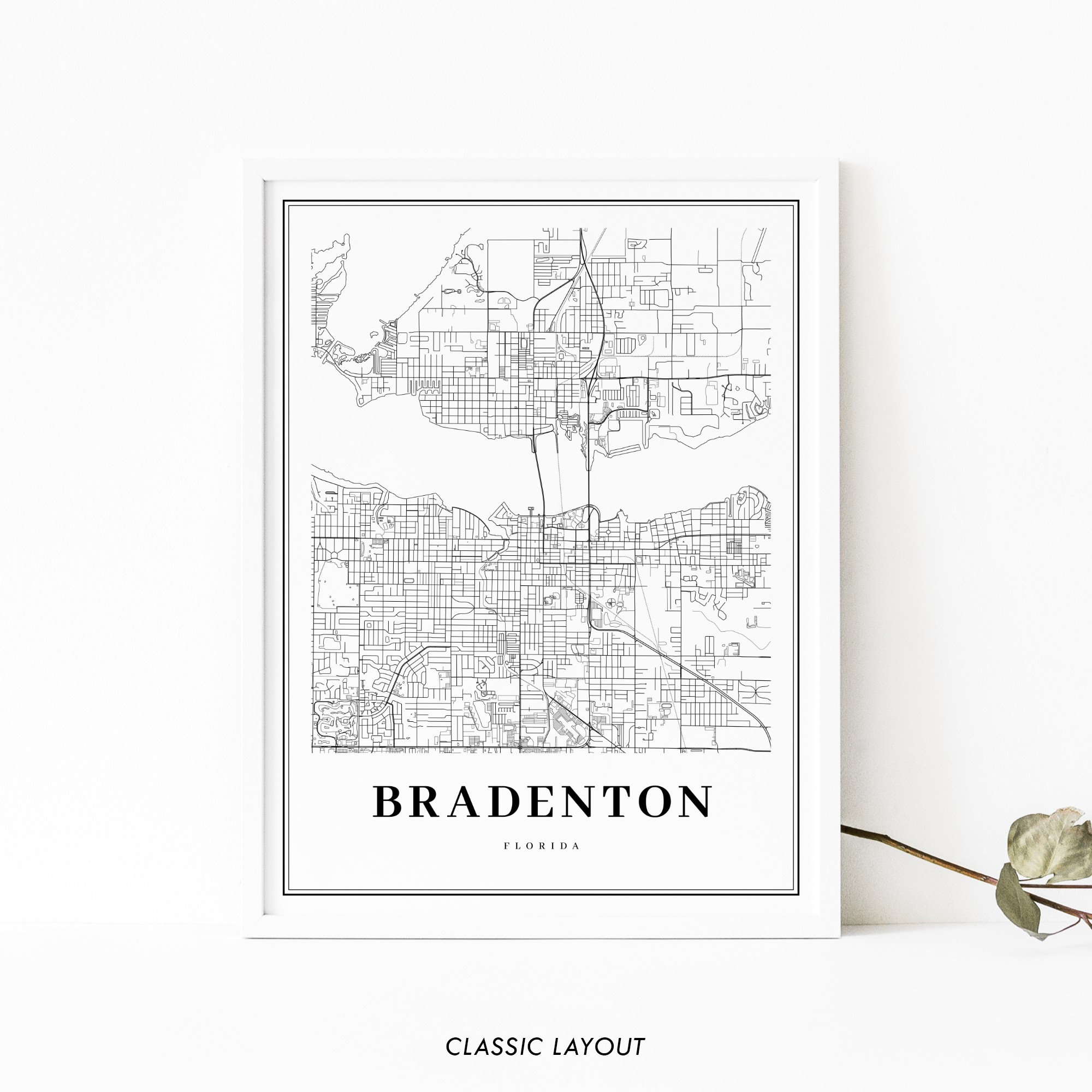 Bradenton FL Map Print Florida USA Map Art Poster Manatee | Etsy