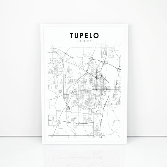 Tupelo MS Map Print Mississippi USA Map Art Poster Lee | Etsy
