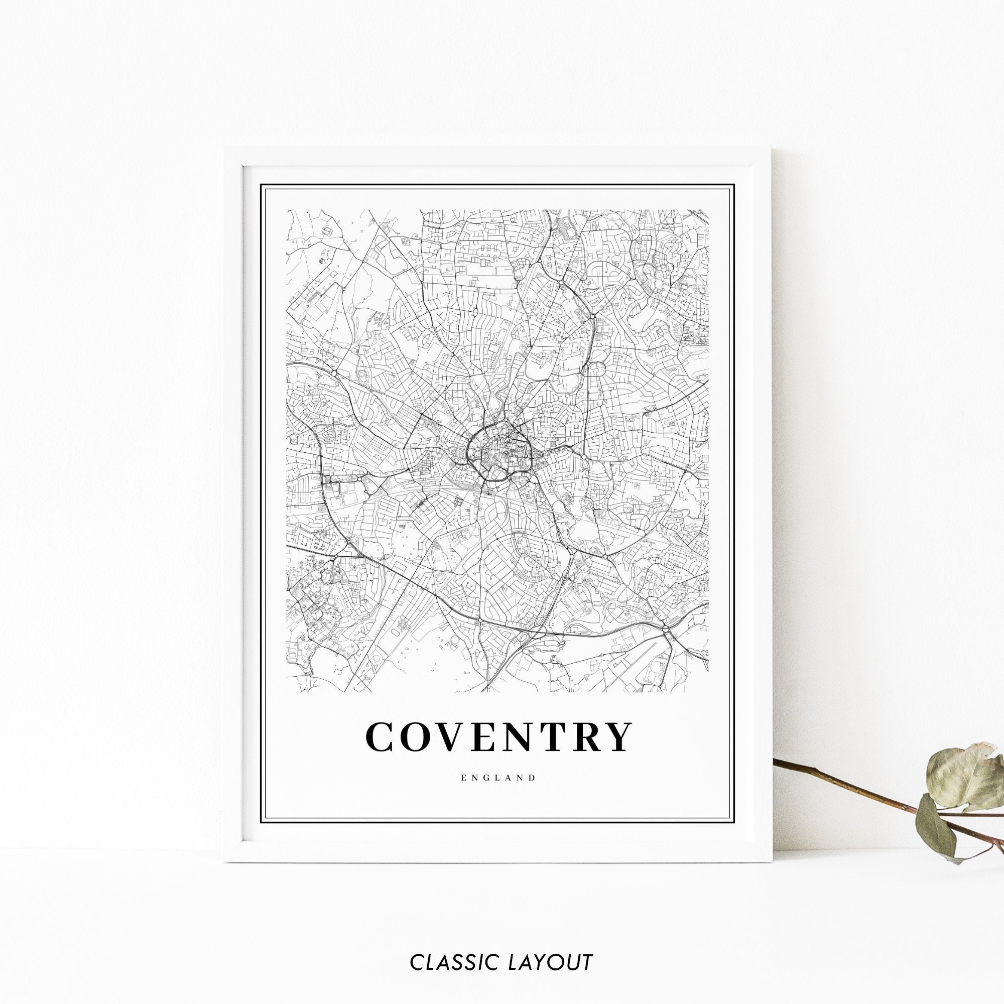 Coventry England Map Print United Kingdom UK Map Art Poster | Etsy