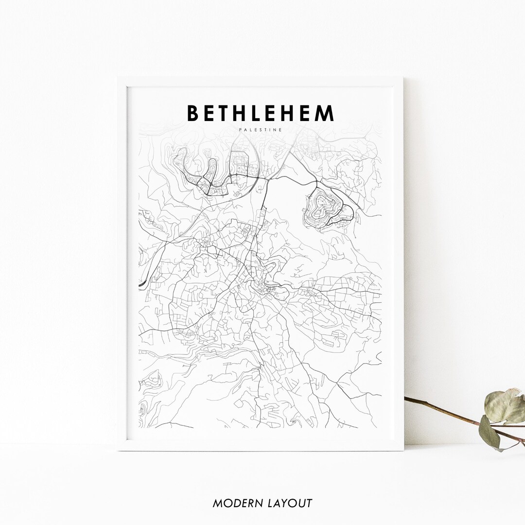 Bethlehem Palestine Map Print, Map Art Poster, Beit Lahm Jبيت لحم, City ...