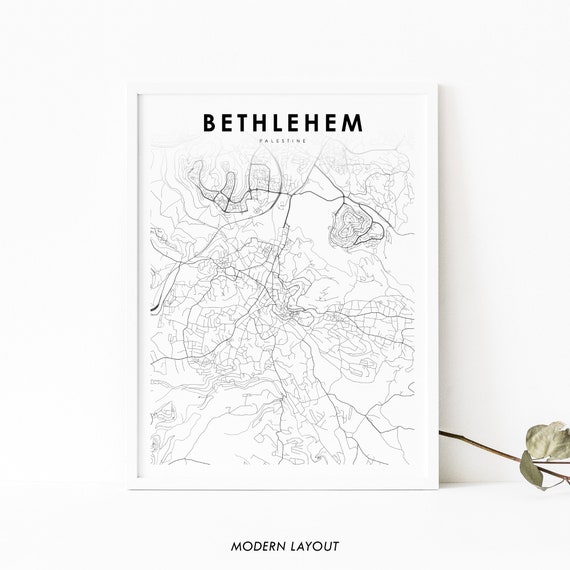 Bethlehem Palestine Map Print Map Art Poster Beit Lahm Jبيت | Etsy