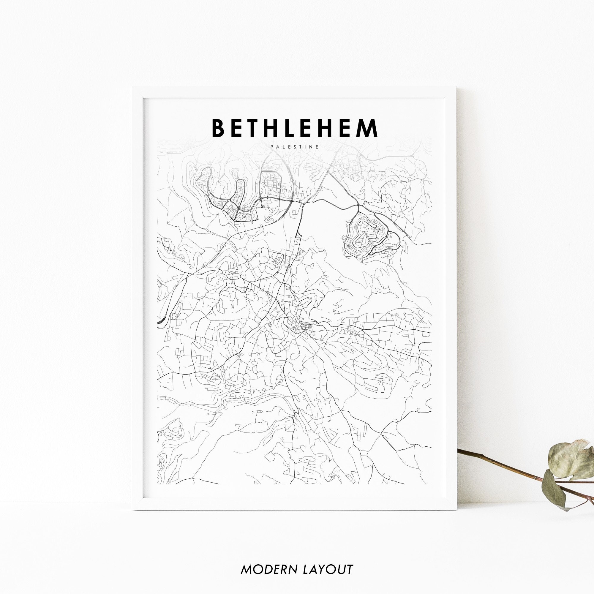 Bethlehem Palestine Map Print Map Art Poster Beit Lahm Jبيت - Etsy