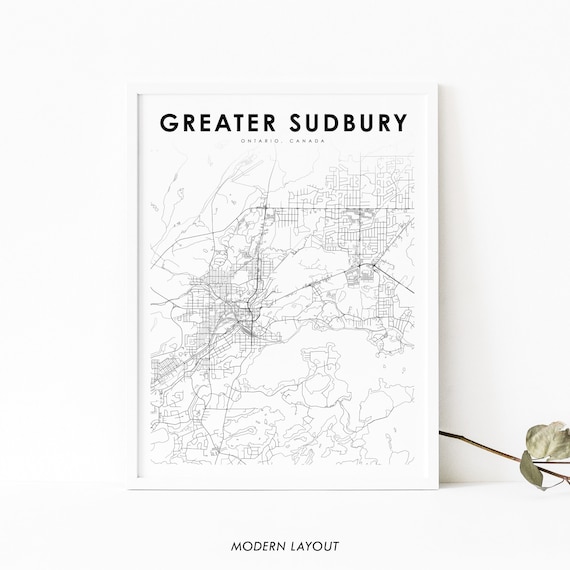 Greater Sudbury Ontario Map Print ON Canada Map Art Poster | Etsy