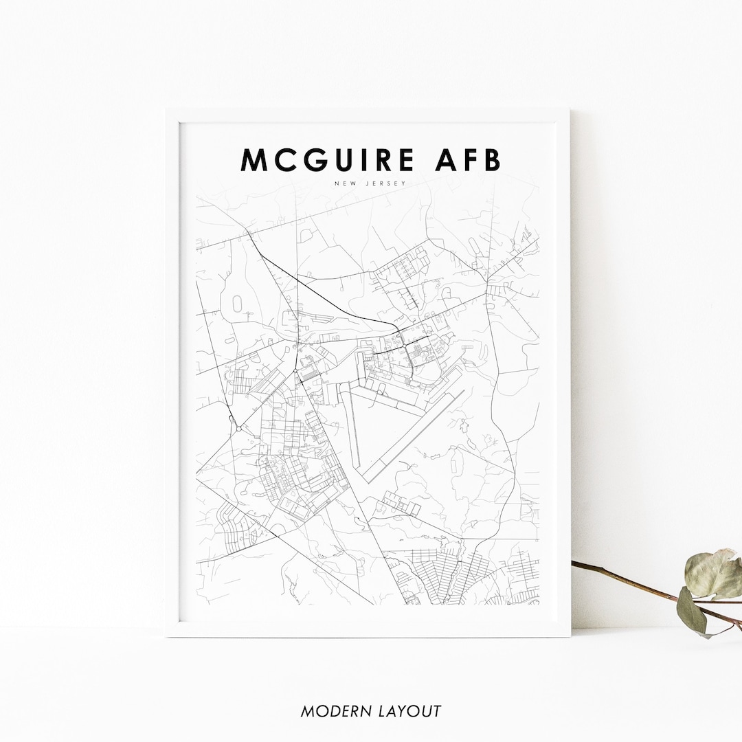 Mcguire AFB NJ Map Print, Air Force Base New Jersey USA, Army Base ...