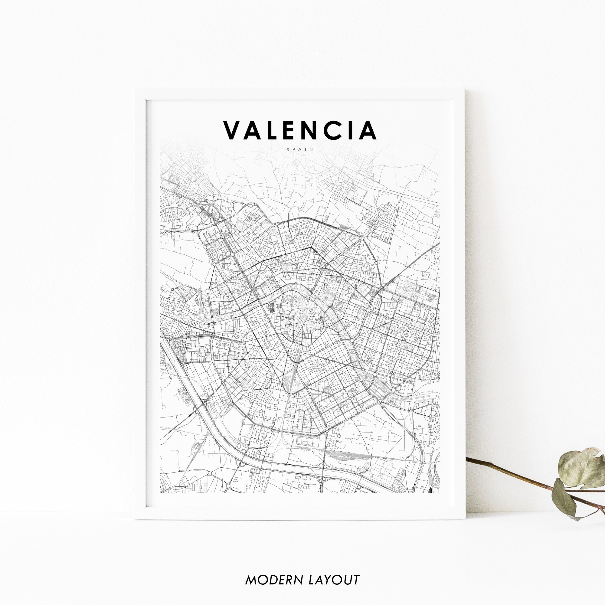 Downtown Valencia Spain Map Print Map Art Poster València | Etsy
