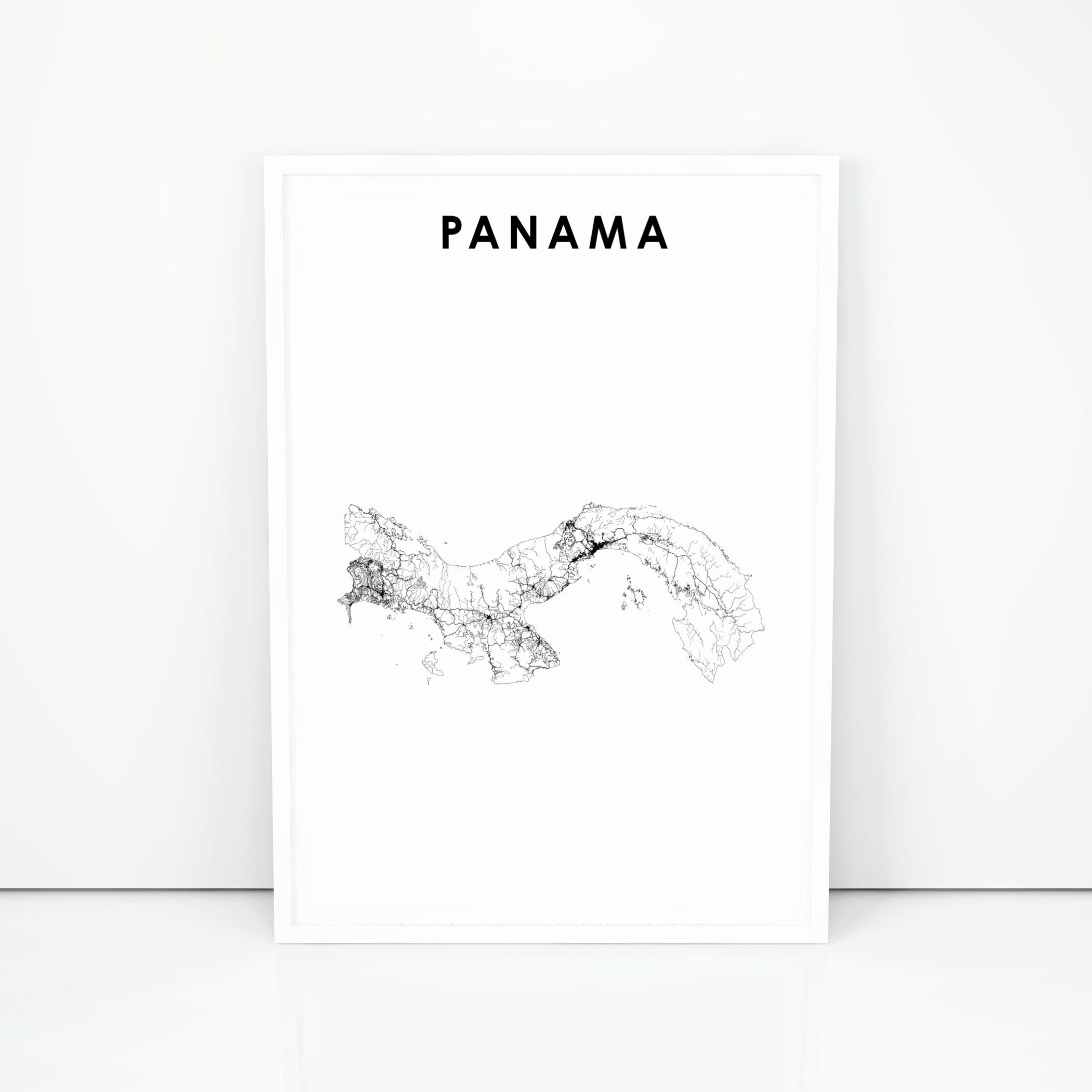 Panama Map Print Road Map Art Poster Panamá Costa Rica | Etsy