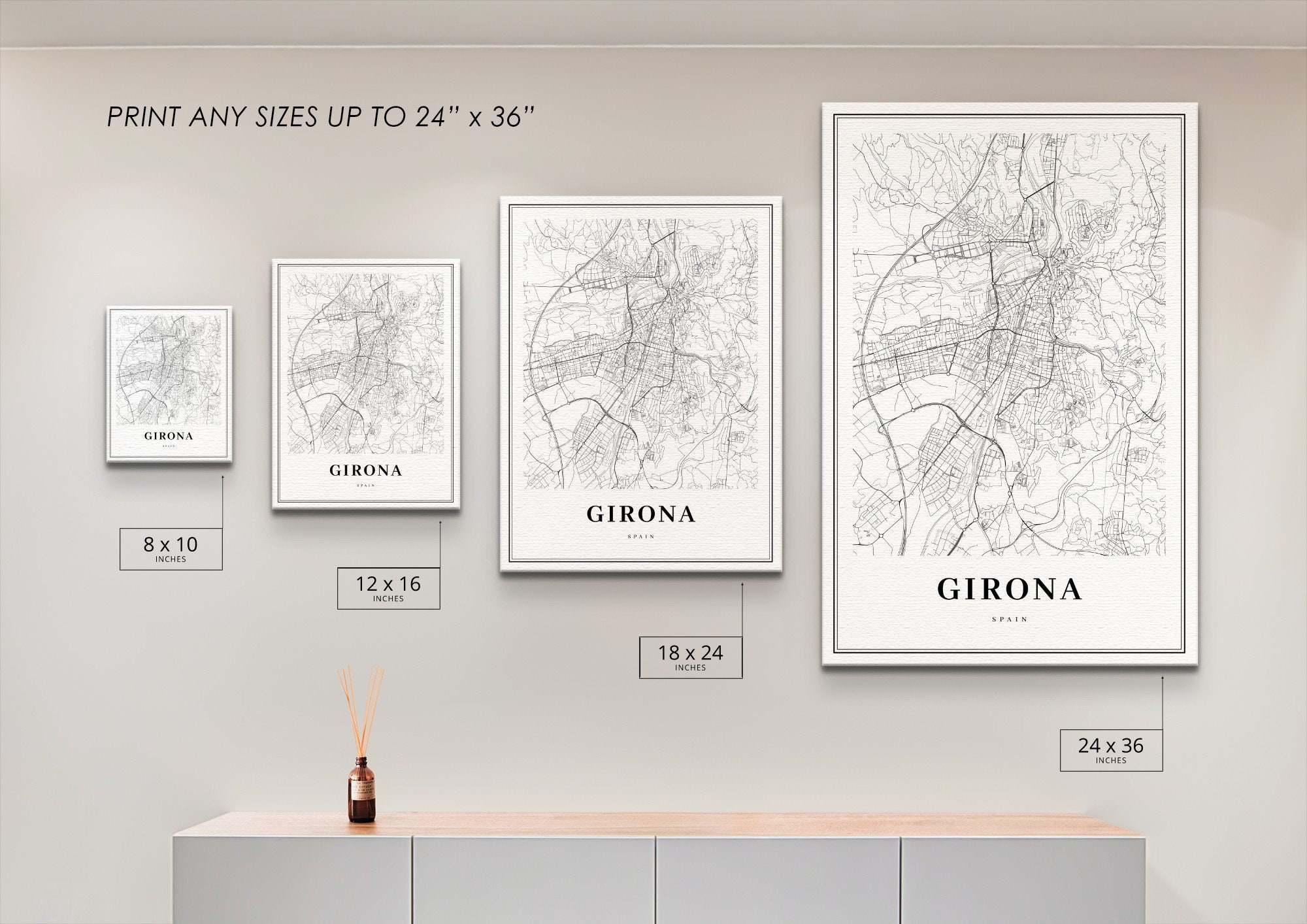 Girona Spain Map Print, Map Art Poster, Gerona España Catalonia, City ...