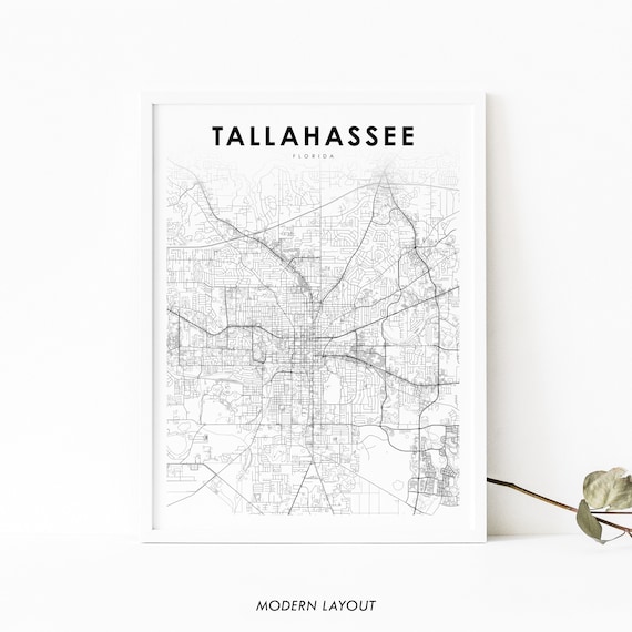 Tallahassee FL Map Print Florida USA Map Art Poster City | Etsy