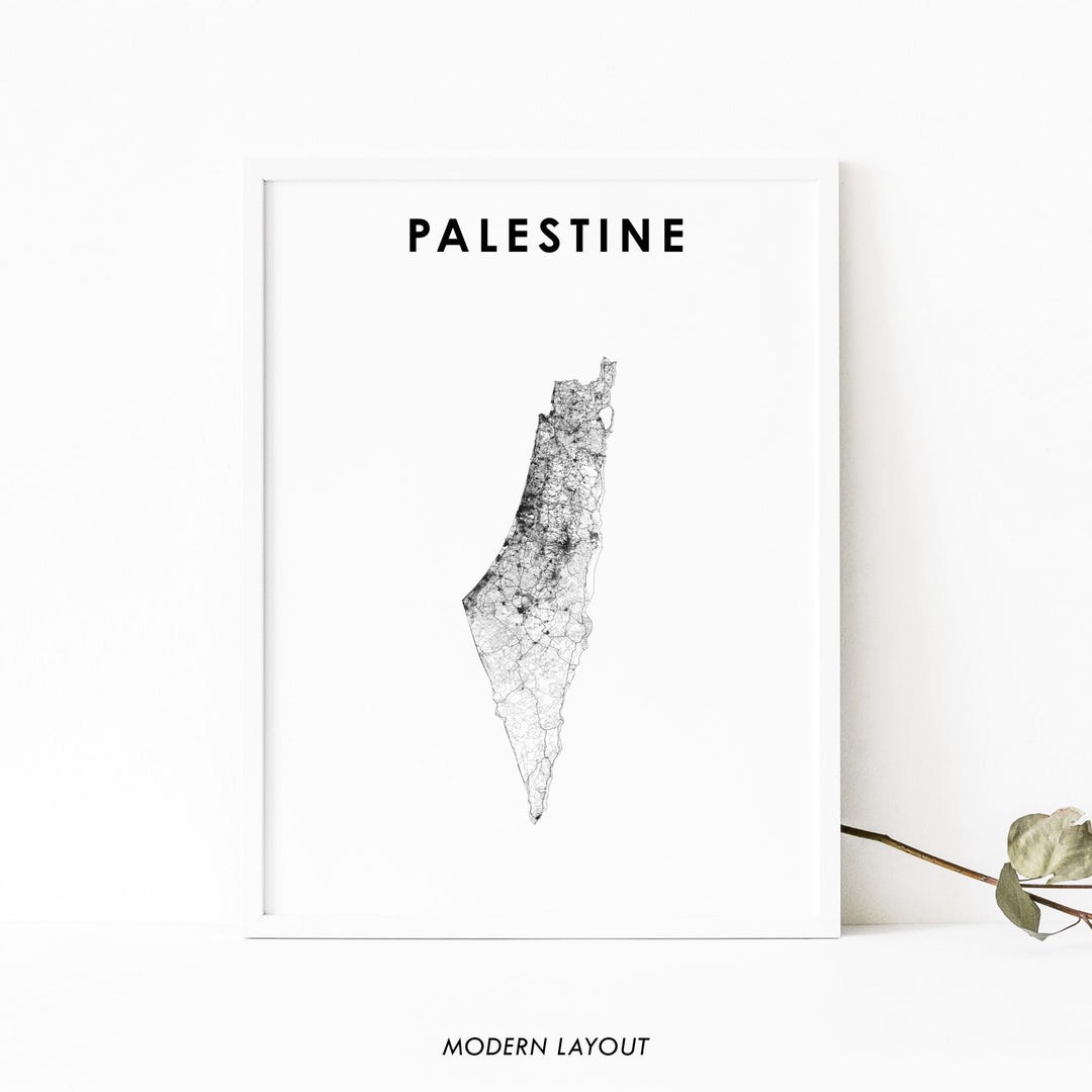 Historic Palestine Map Print, Road Map Poster, دولة فلسطين Jerusalem ...