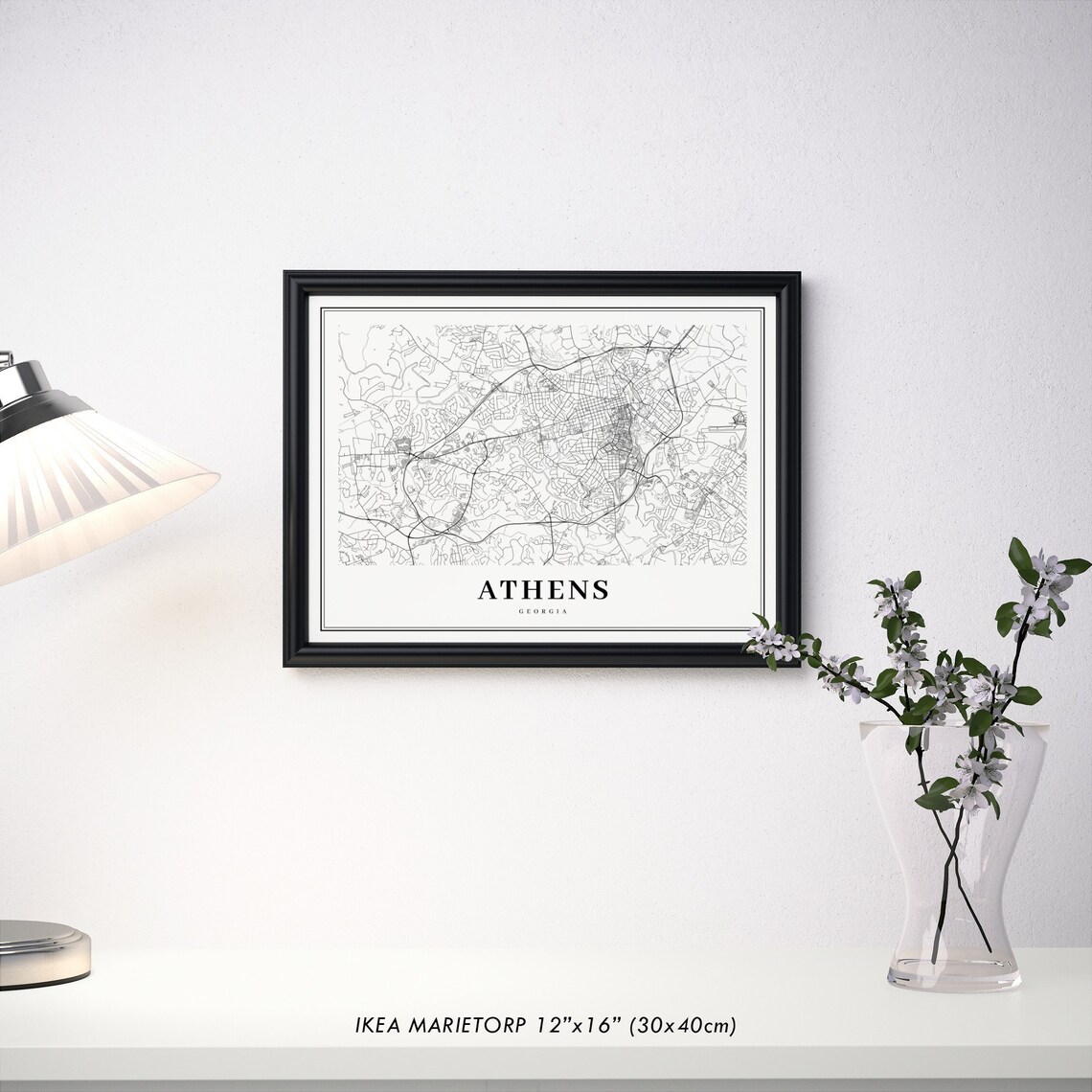 Athens GA Map Print Georgia USA Map Art Poster Athens-clarke | Etsy