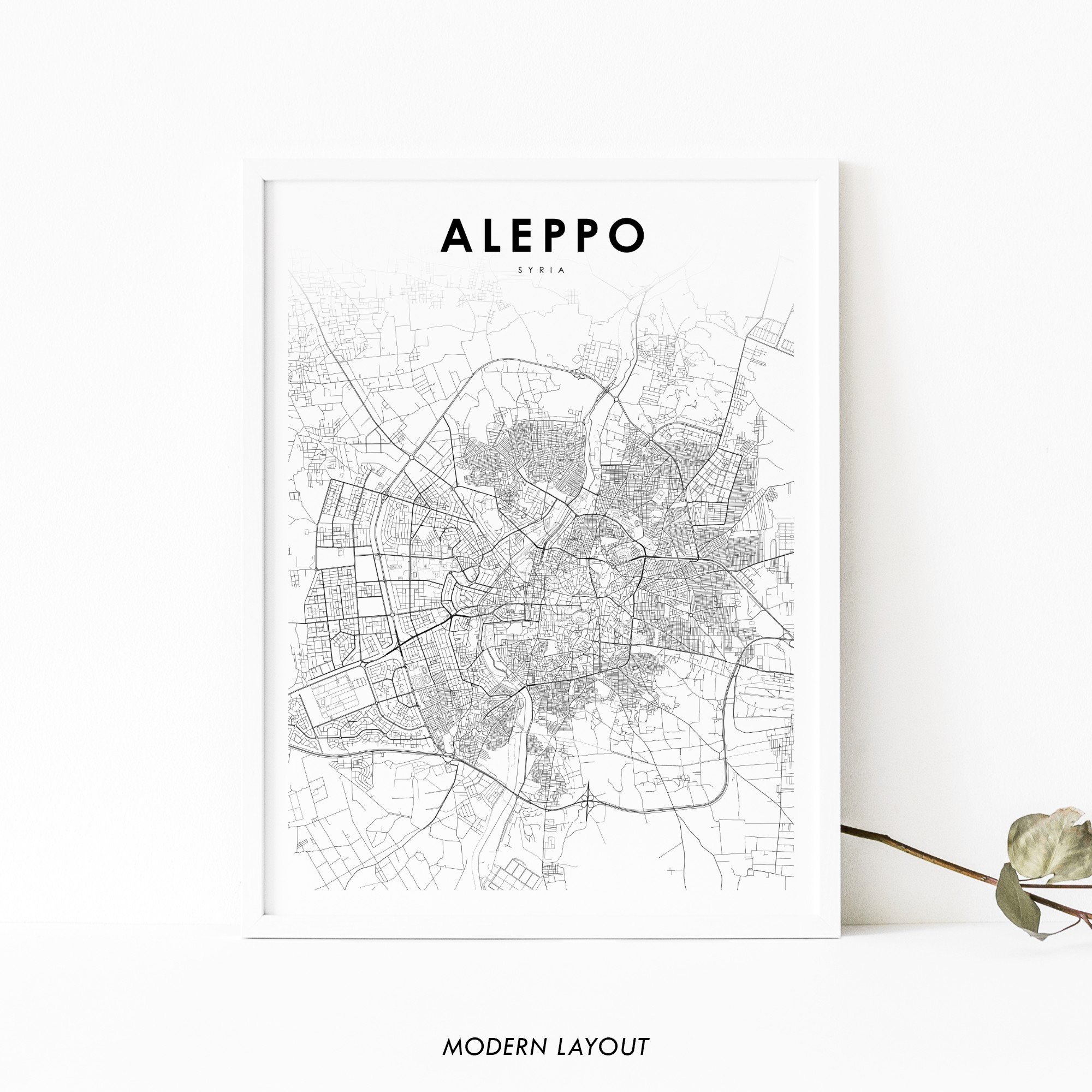 Aleppo Syria Map Print Map Art Poster City Street Road Map - Etsy