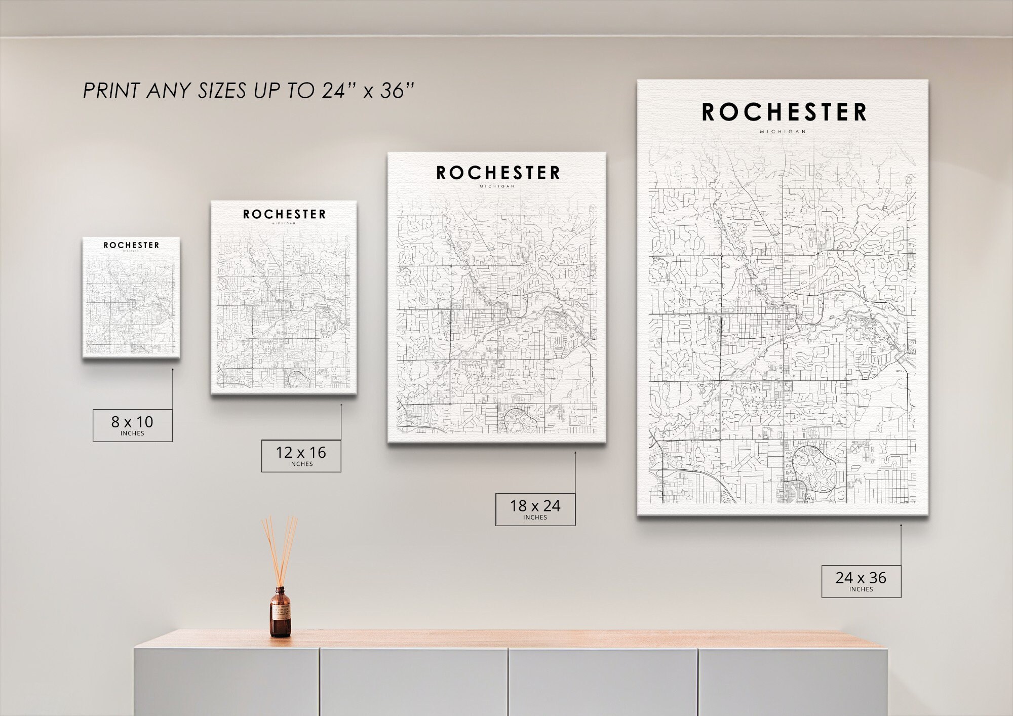 Rochester MI Map Print Michigan USA Map Art Poster City | Etsy