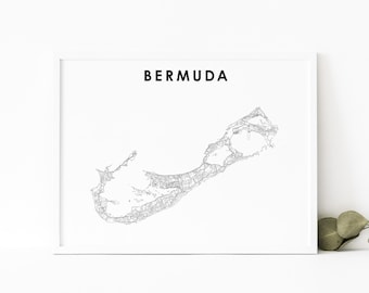 Bermuda Map Print Poster - Etsy