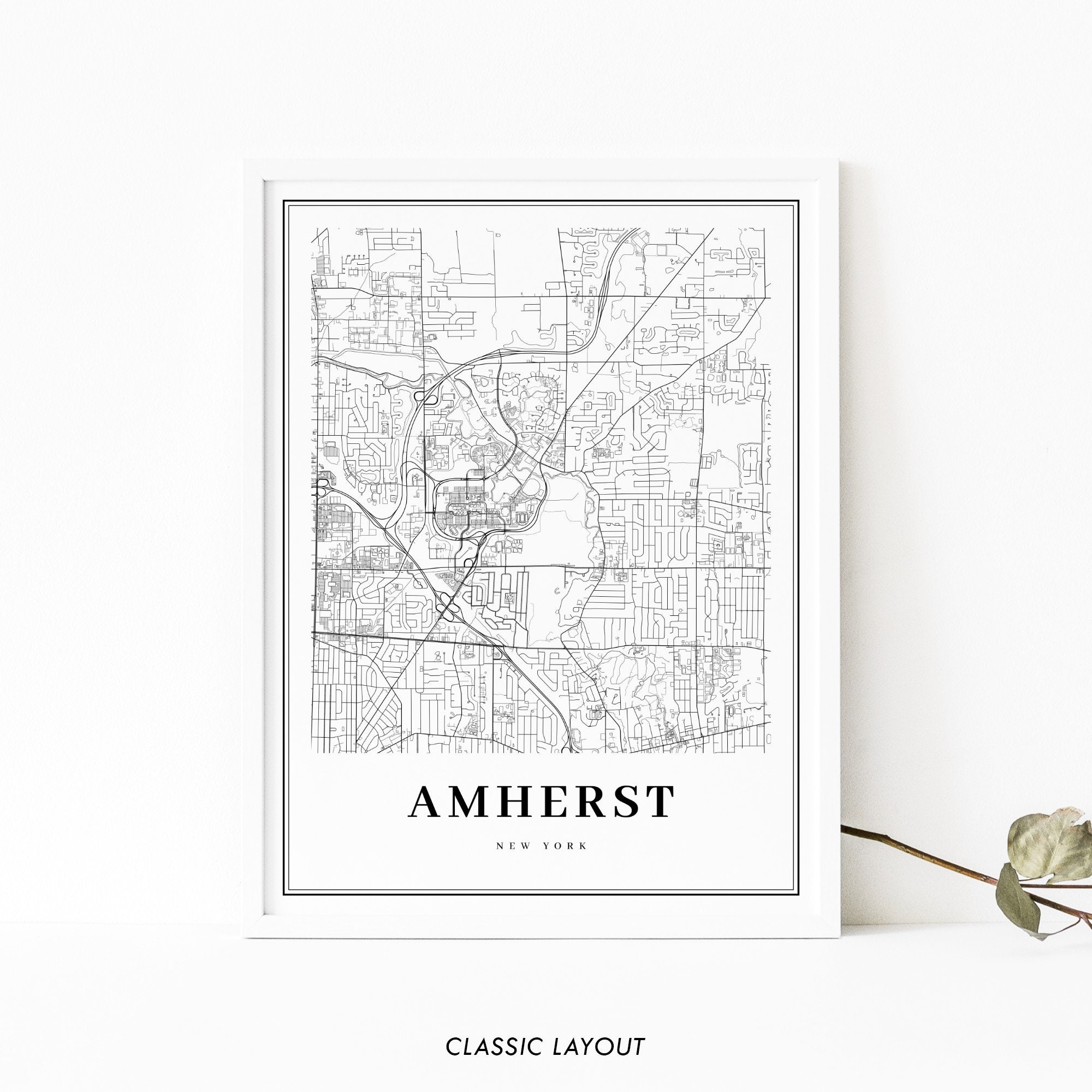Amherst NY Map Print New York USA Map Art Poster Buffalo | Etsy