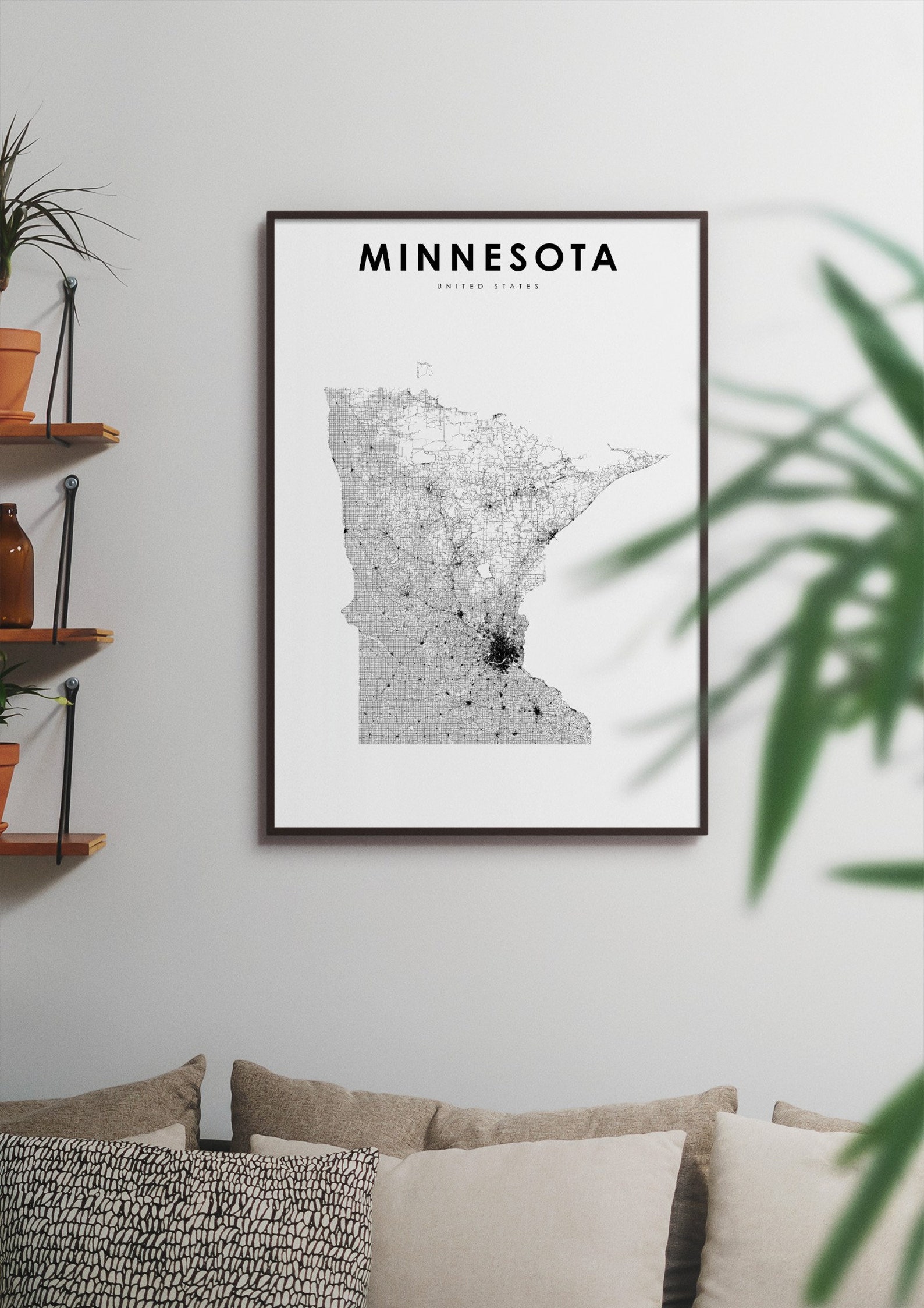 Minnesota Map Print State Road Map Print MN USA United - Etsy