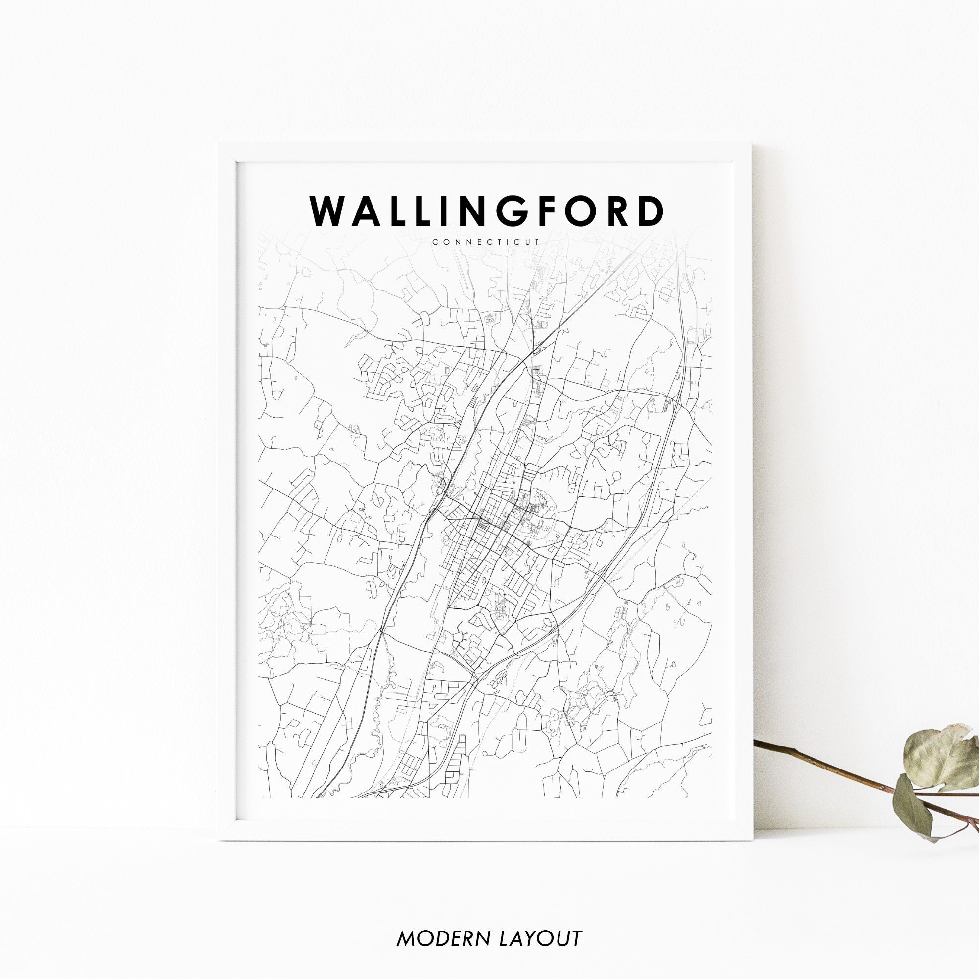 Wallingford CT Map Print Connecticut USA Map Art Poster New - Etsy
