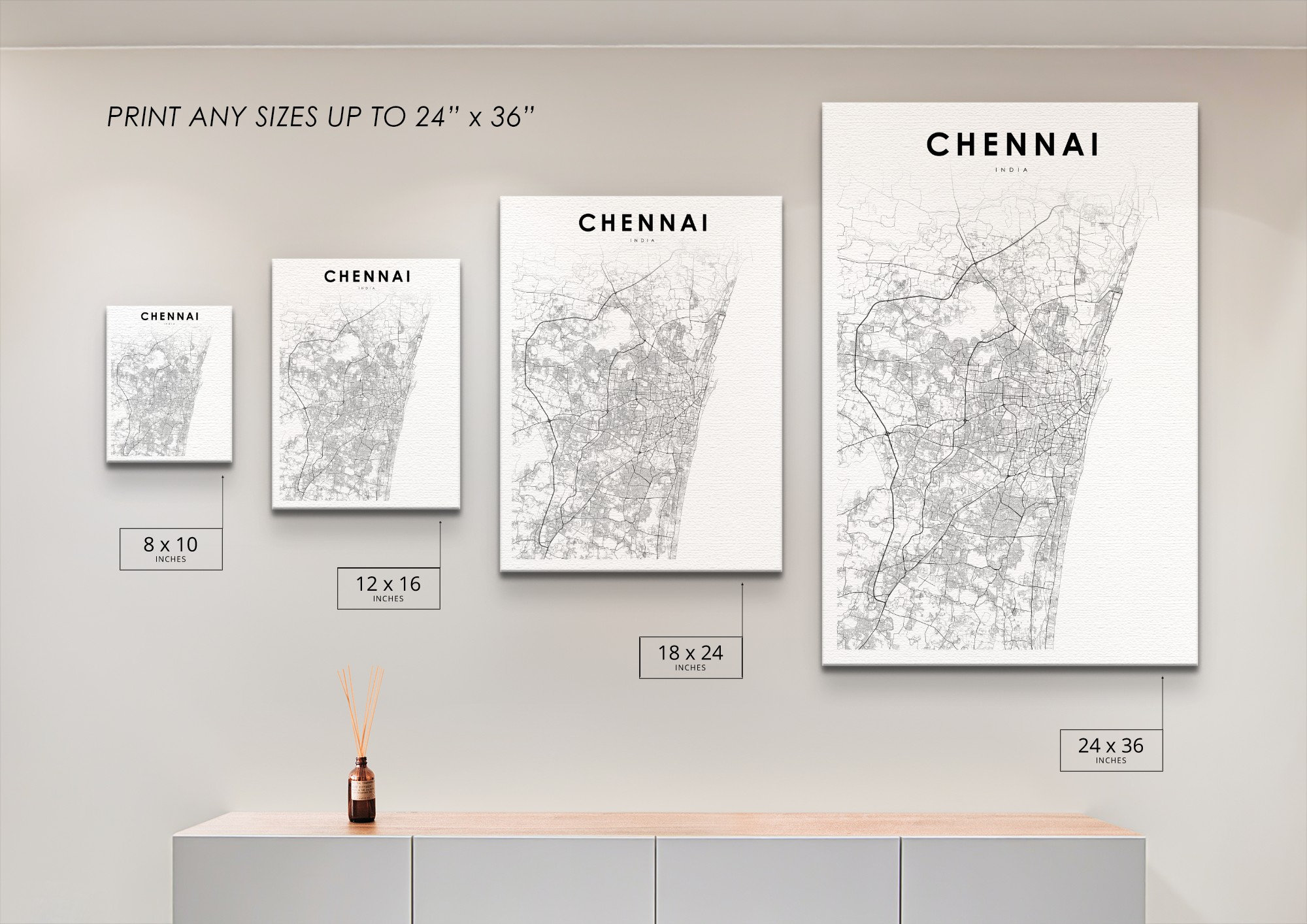 Chennai Area India Map Print, Tamil Nadu Map Art Poster, Madras, City ...