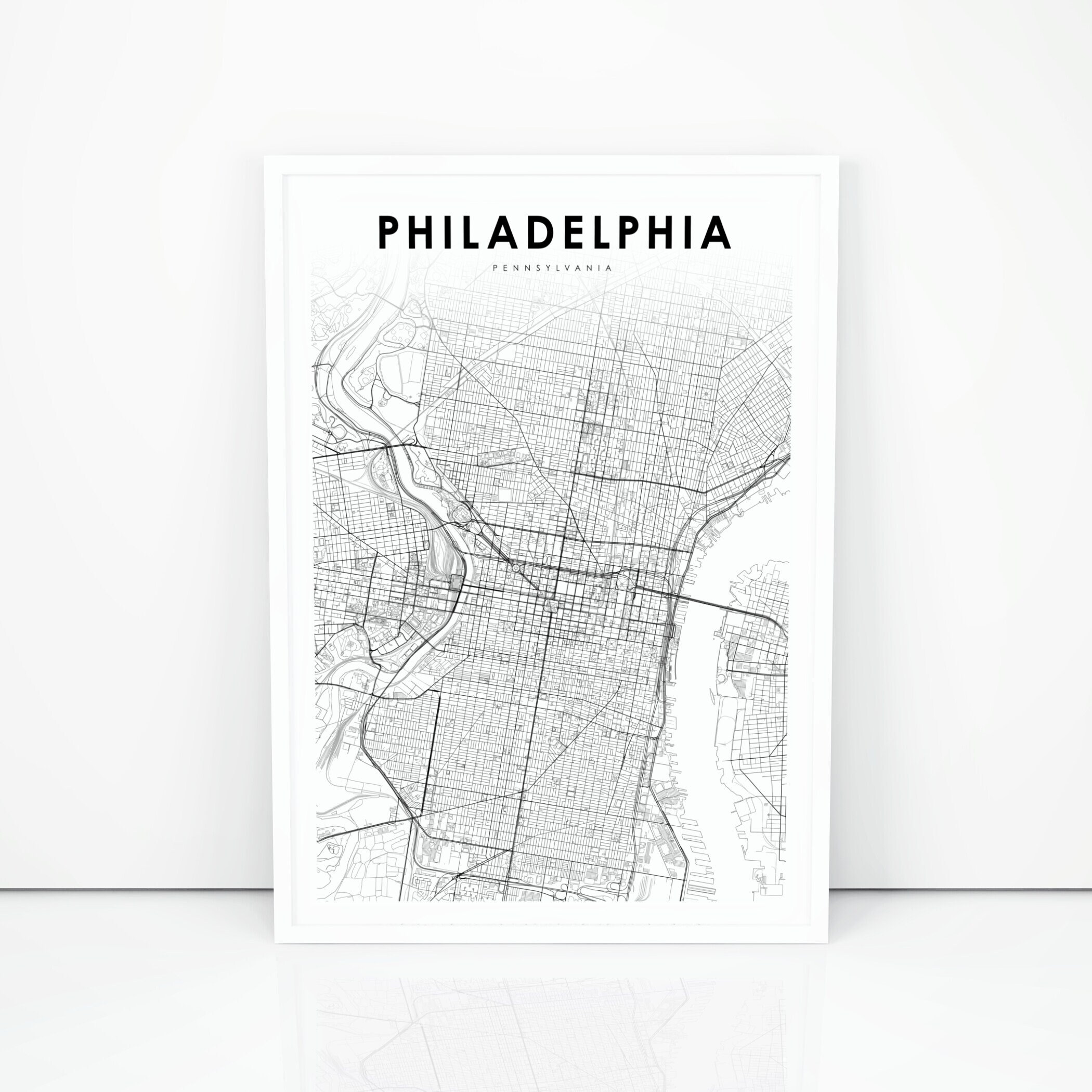 Downtown Philadelphia PA Map Print Pennsylvania USA Map Art | Etsy