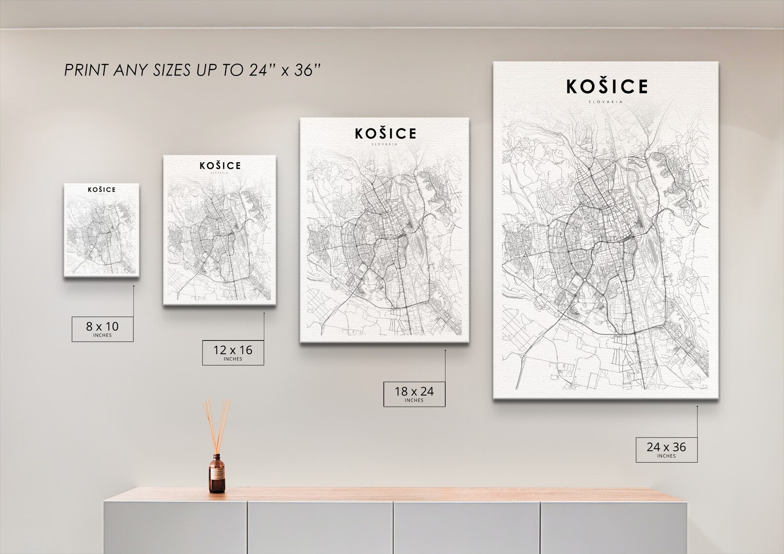 Kosice Slovakia Map Print, Map Art Poster, Košice Kassa Kaschau, City ...