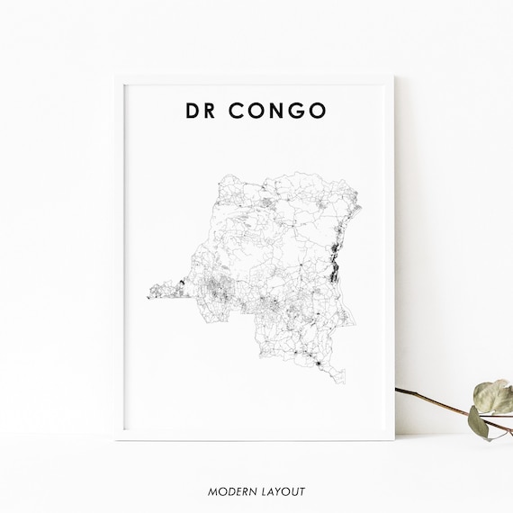 DR Congo Map Print Road Map Art Poster DRC Democratic - Etsy