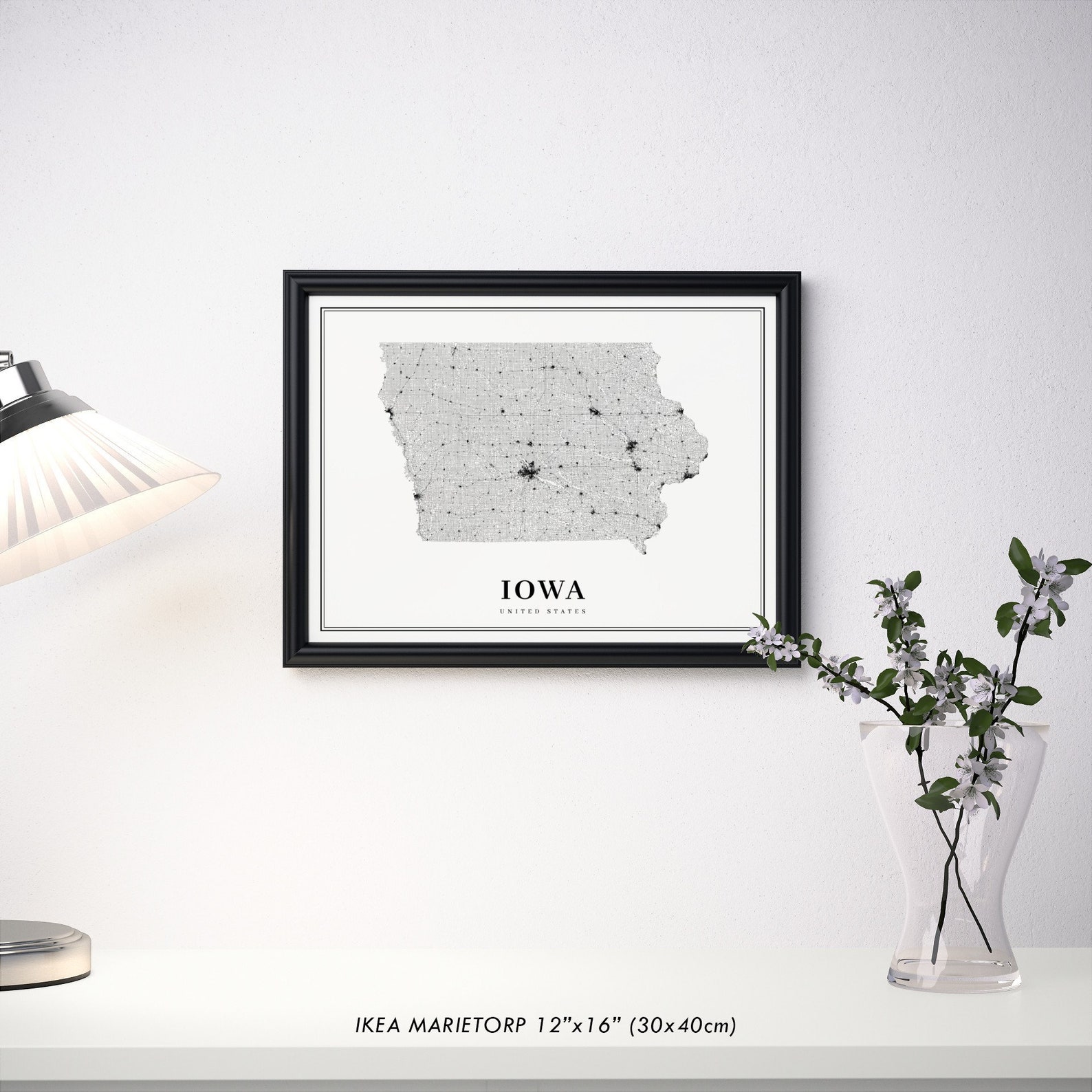 Iowa Map Print State Road Map Print IA USA United States Map | Etsy
